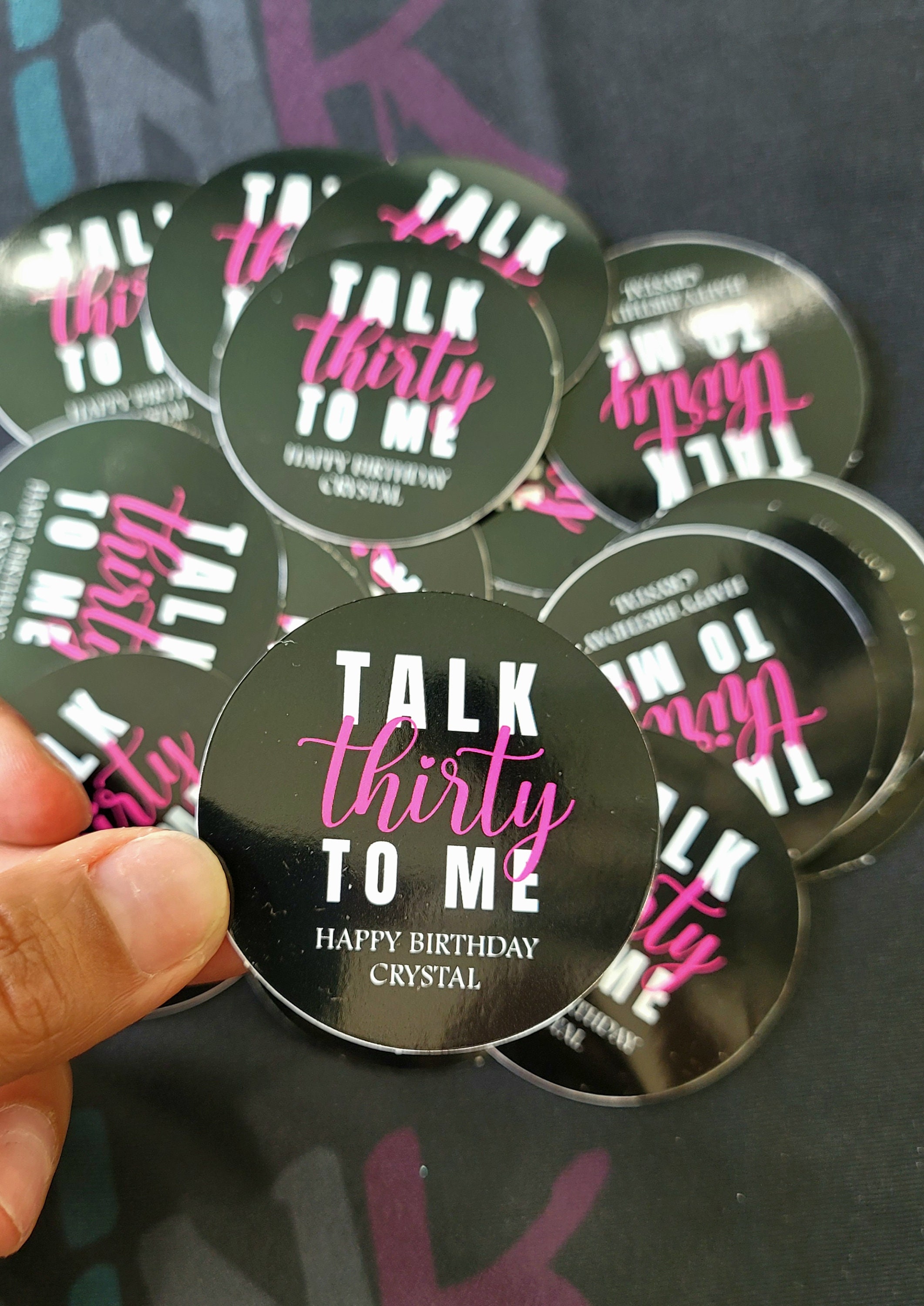 Talk Thirty to Me Sticker Round Party Favor Decor 30th Birthday Decals ...