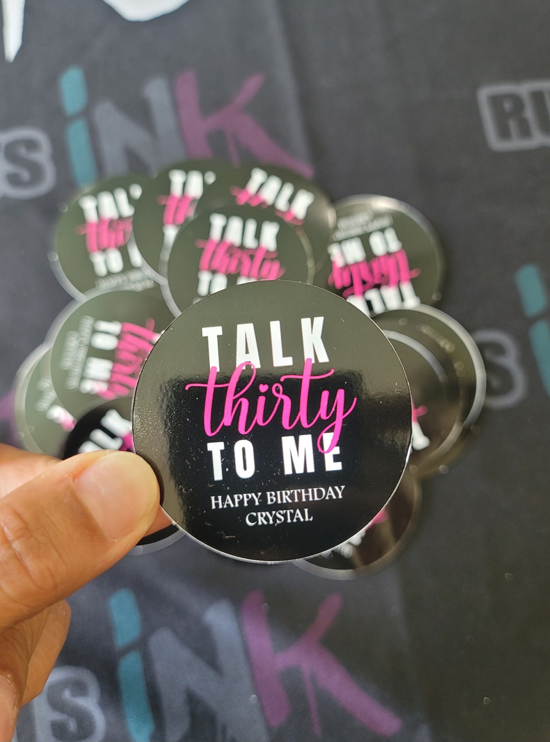 Talk Thirty to Me Sticker Round Party Favor Decor 30th Birthday Decals ...