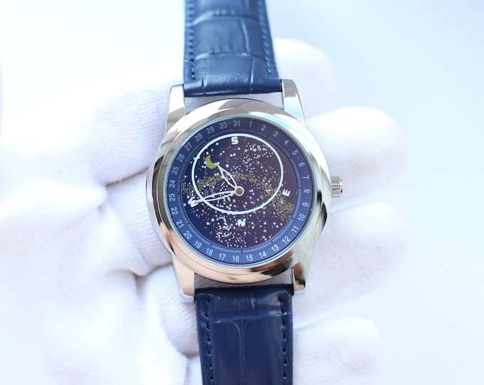 Celestial Night Sky - Modern Automatic Watch | Luxurious Stainless ...
