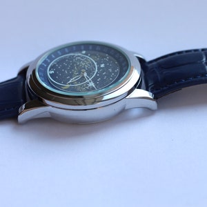 Celestial Night Sky Modern Automatic Watch Luxurious Stainless Steel ...