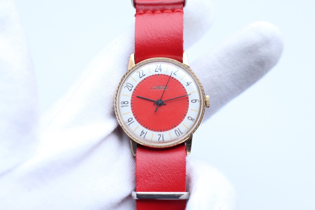 Ratch Raketa 24 Hour RED Watch / Raketa Watch 24h, Soviet USSR Mens ...