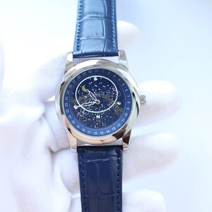 Celestial Night Sky Modern Automatic Watch Luxurious Stainless Steel ...
