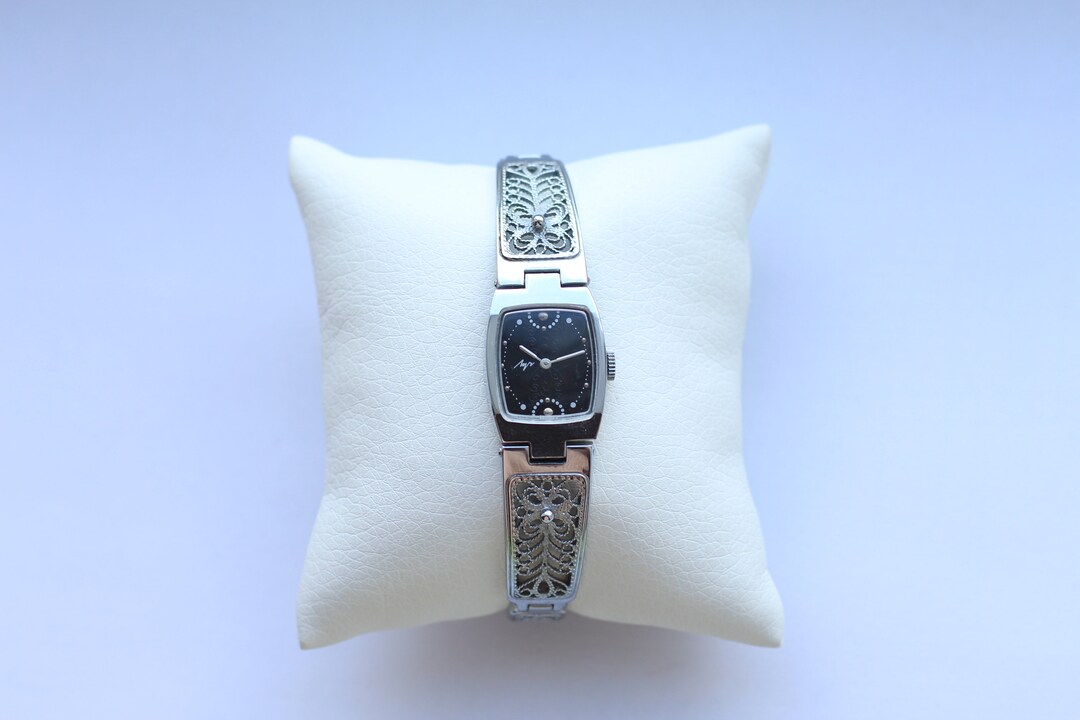 Small Watch, Silver Vintage Watches for Women With Black Dial ...