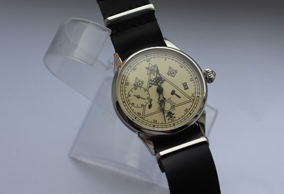 Vintage watch Molnija Masonic signs. Freemasonry. Squ… - Gem
