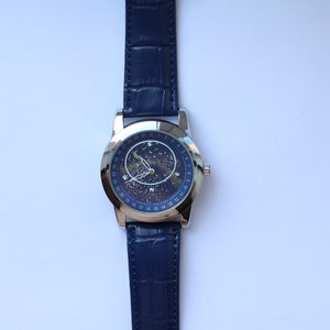 Celestial Night Sky Modern Automatic Watch Luxurious Stainless Steel ...