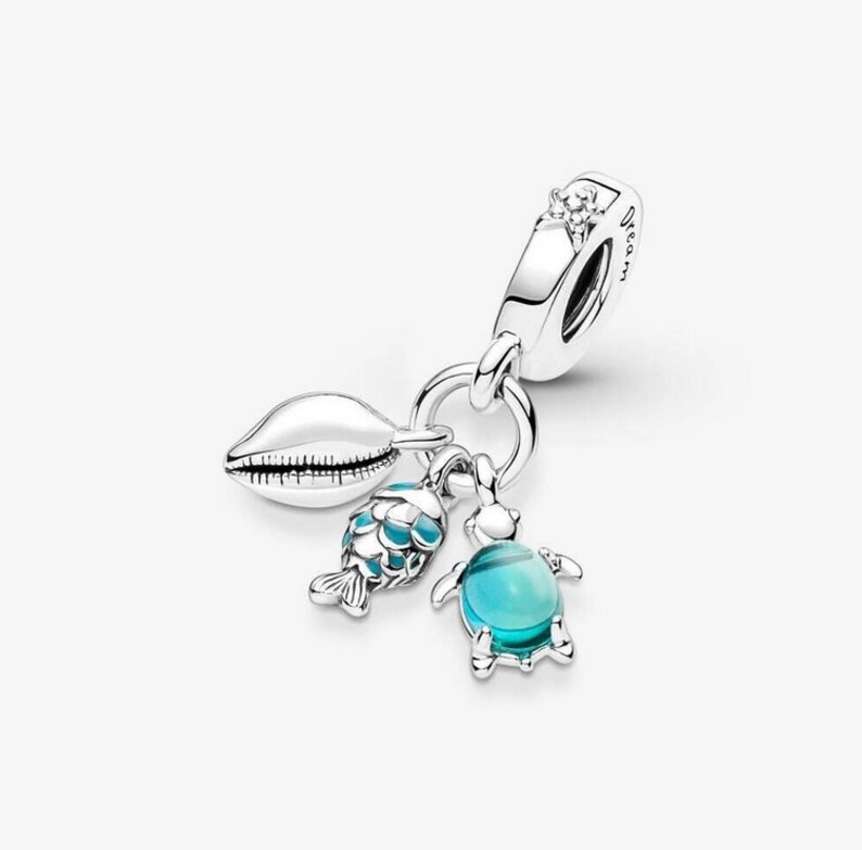 New Genuine S925 Turtle Blue Scaled Fish Shell Dangle Charm by Quality ...