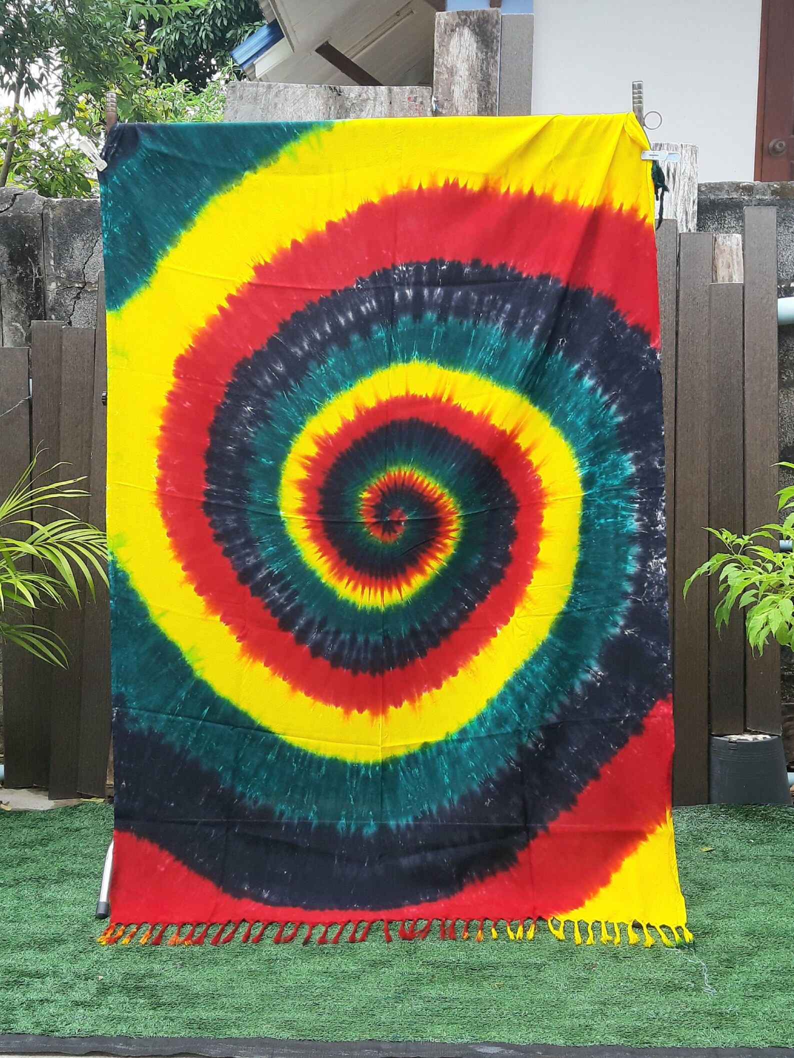 Colorful Rasta Reggae Tie Dye Sarong, Beach Cover Up, Boho Hippie Scarf ...
