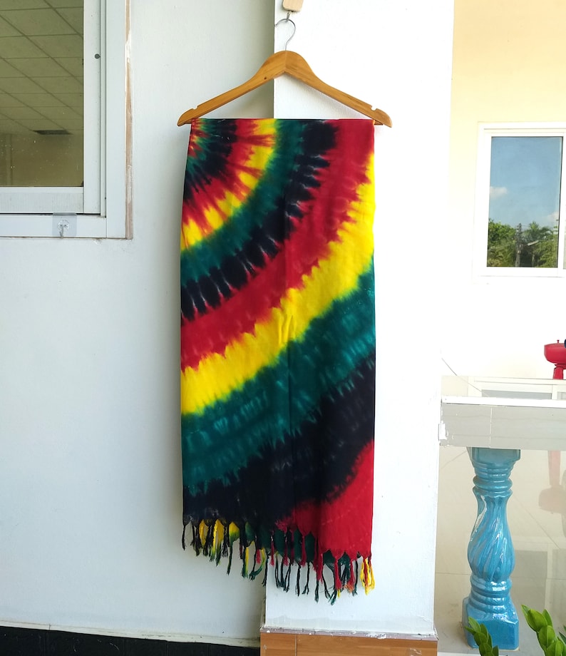 Colorful Rasta Reggae Tie Dye Sarong Coverup Beachwear Boho Hippie Tie ...