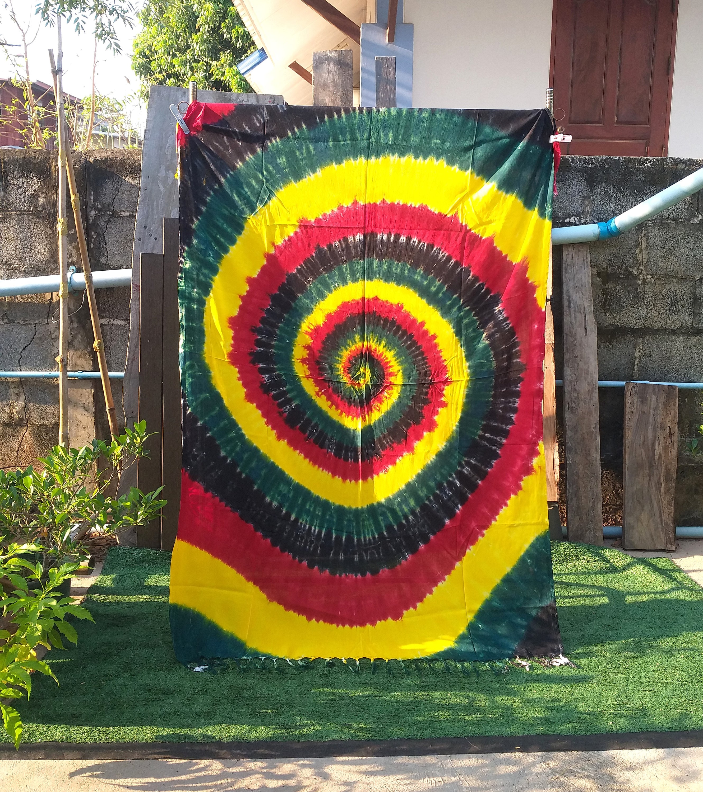 Colorful Rasta Reggae Tie Dye Sarong Coverup Beachwear Boho Hippie Tie ...