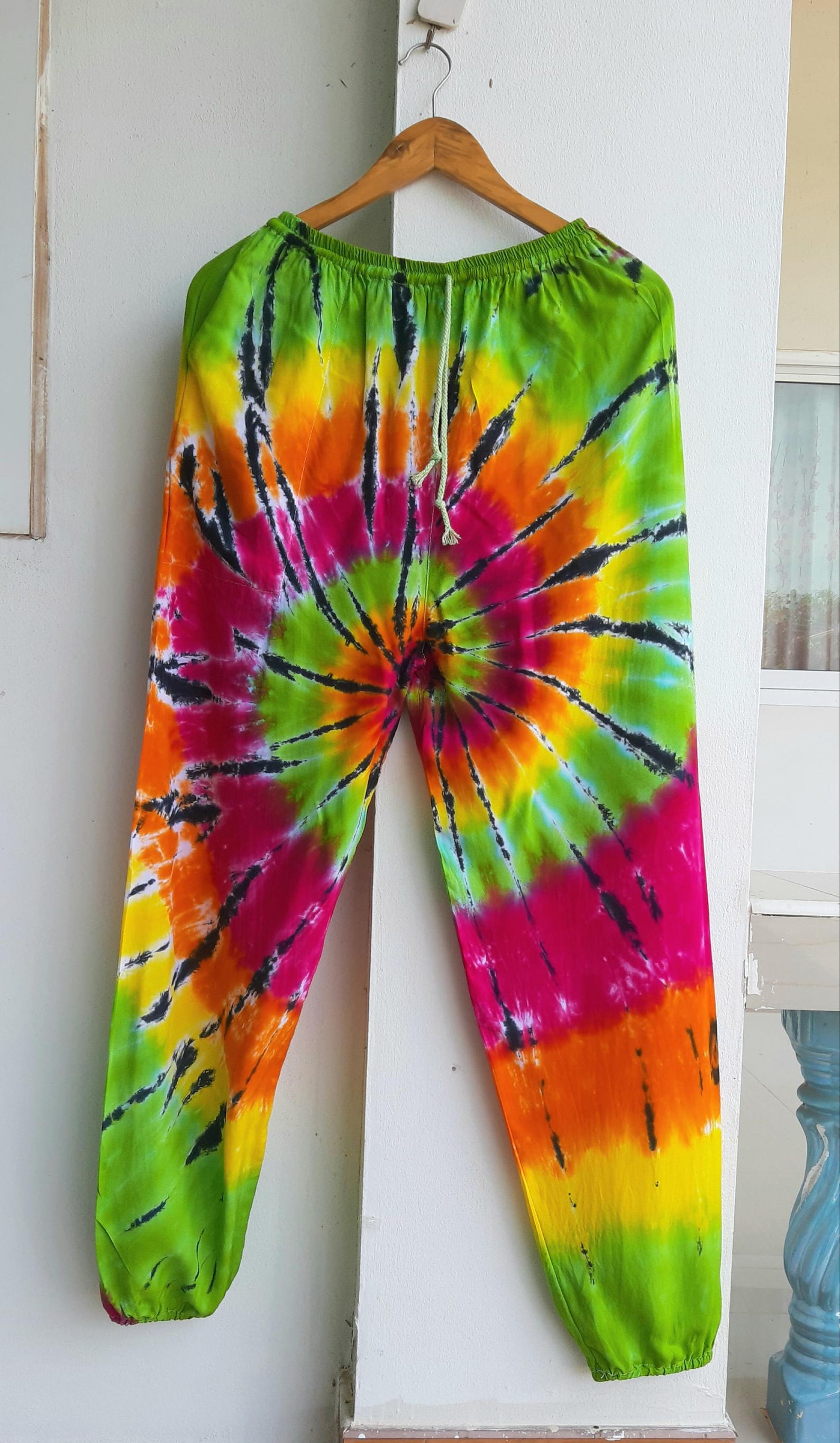 Colorful Tie Dye Reggae Pants, Boho Hippie Travel Summer Beach Festival ...
