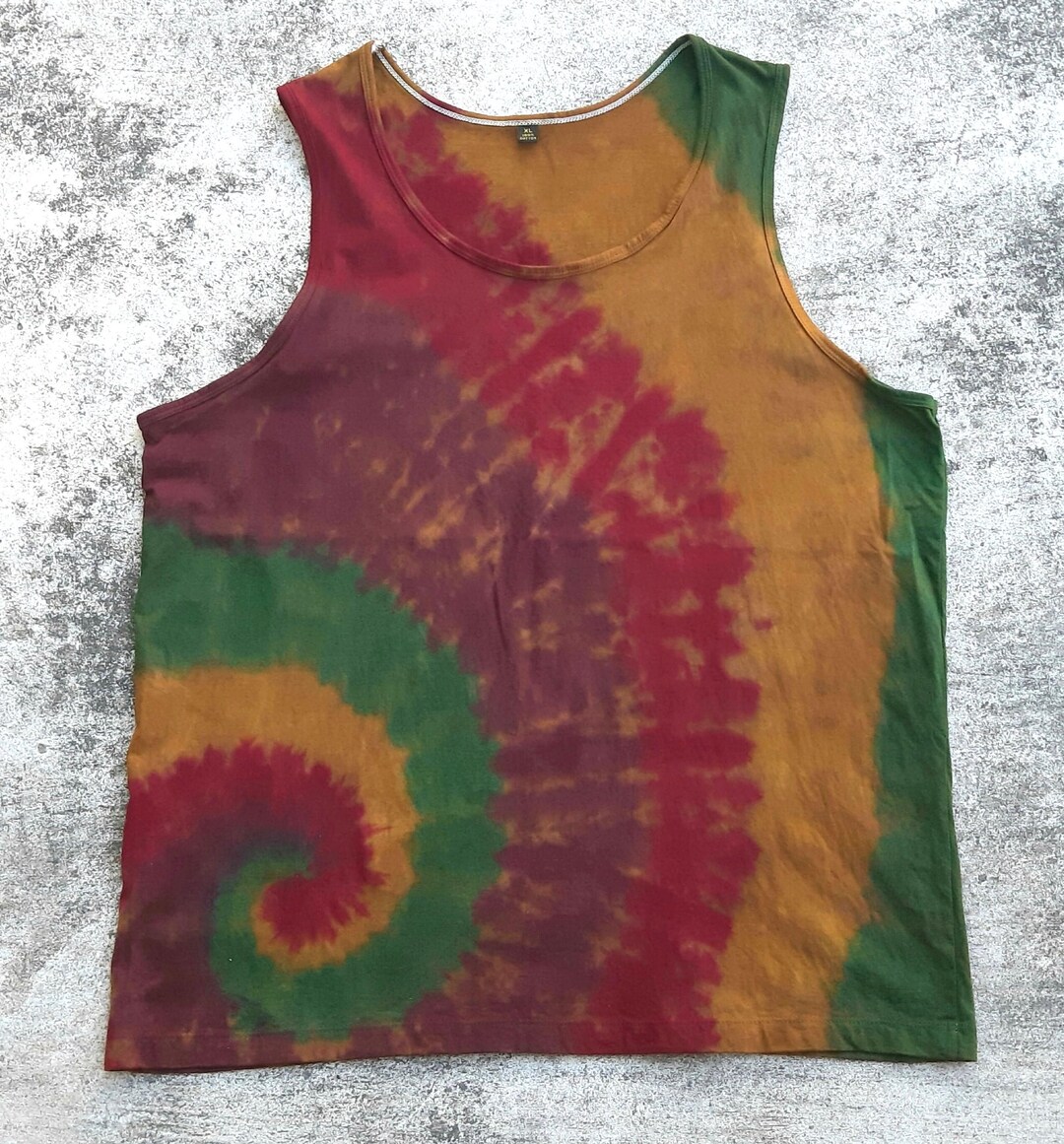 XL Rasta Tie Dye Tank Top Retro Tone Shirt, Boho Hippie Tie Dye Tank ...