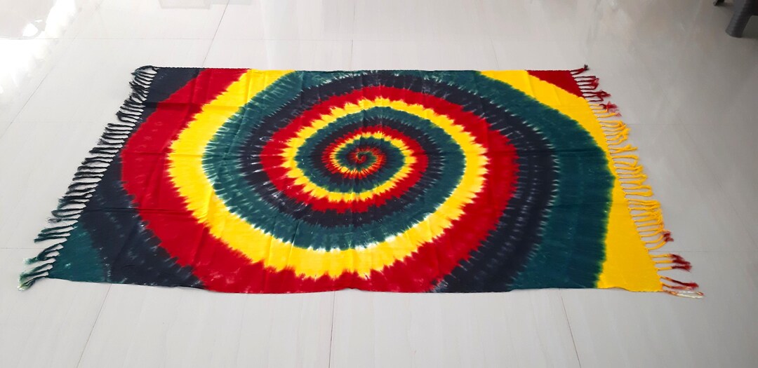 Colorful Rasta Reggae Tie Dye Sarong, Beach Cover Up, Boho Hippie Scarf ...