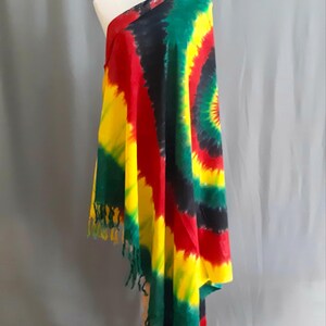 Colorful Rasta Reggae Tie Dye Sarong, Beach Cover Up, Boho Hippie Scarf ...