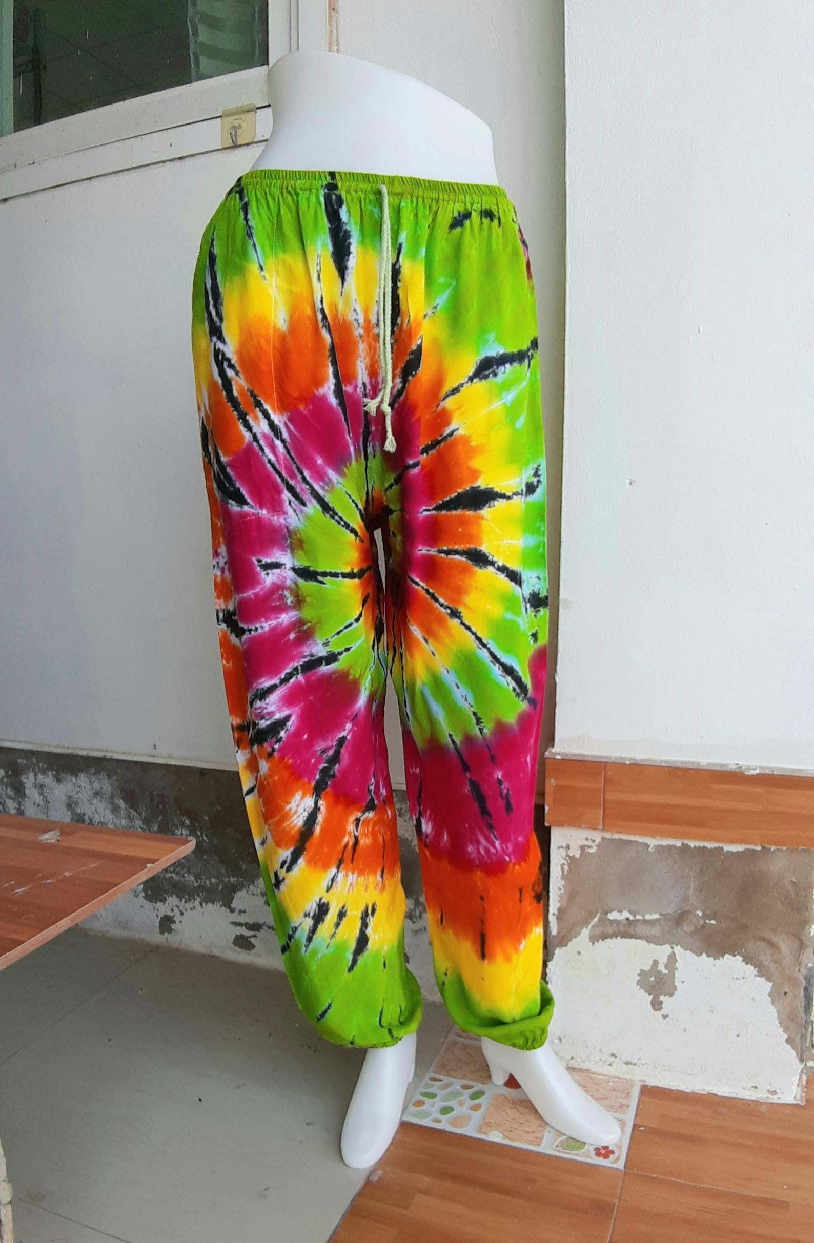 Colorful Tie Dye Reggae Pants, Boho Hippie Travel Summer Beach Festival ...