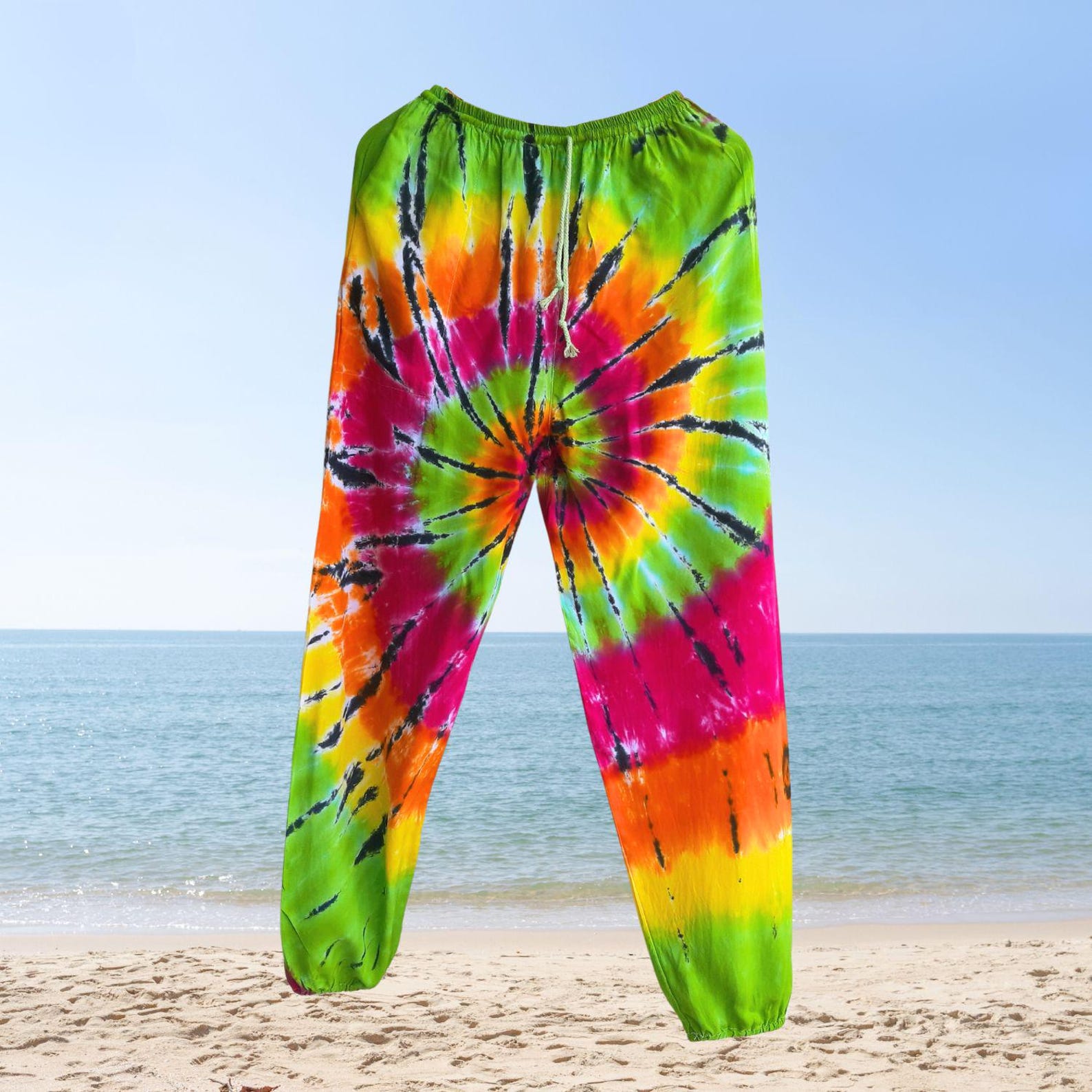 Colorful Tie Dye Reggae Pants, Boho Hippie Travel Summer Beach Festival ...