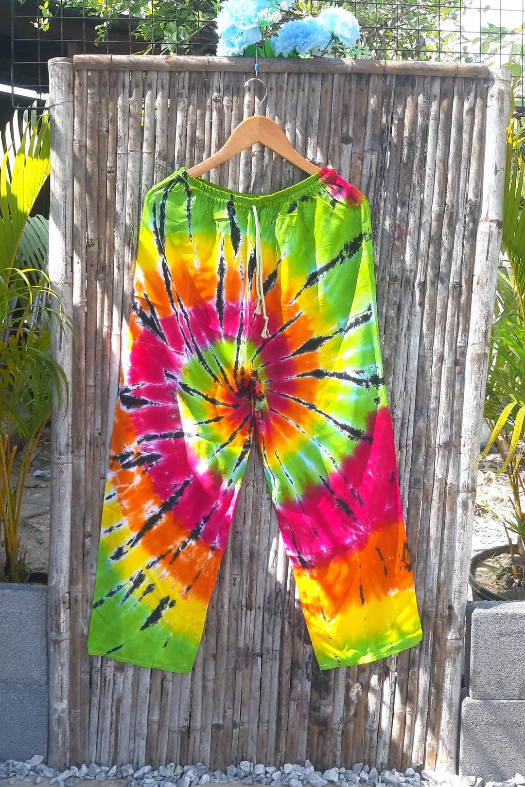 Colorful Rasta Reggae Boho Hippie Tie Dye Wide Leg Pants P01 - Etsy