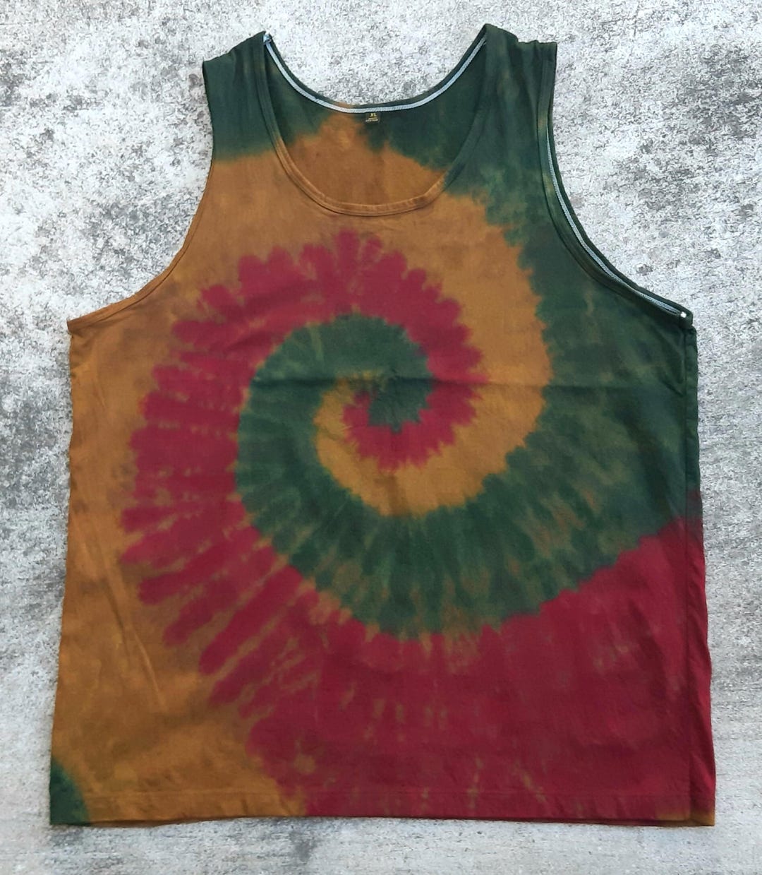 XL Rasta Tie Dye Tank Top Retro Tone Shirt, Boho Hippie Tie Dye Tank ...