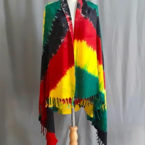 Colorful Rasta Reggae Tie Dye Sarong, Beach Cover Up, Boho Hippie Scarf ...