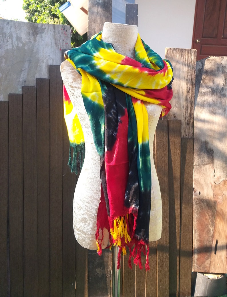 Colorful Rasta Reggae Tie Dye Sarong Coverup Beachwear Boho Hippie Tie ...
