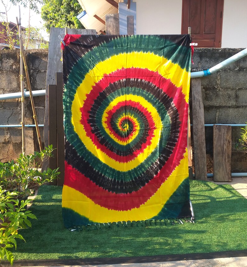 Colorful Rasta Reggae Tie Dye Sarong Coverup Beachwear Boho Hippie Tie ...