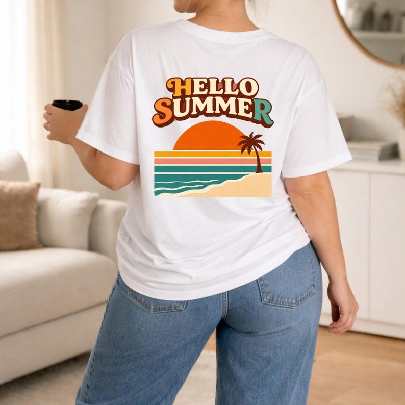Retro Sunset Palm Tree PNG: Groovy 70s Beach Summer Sublimation Design ...