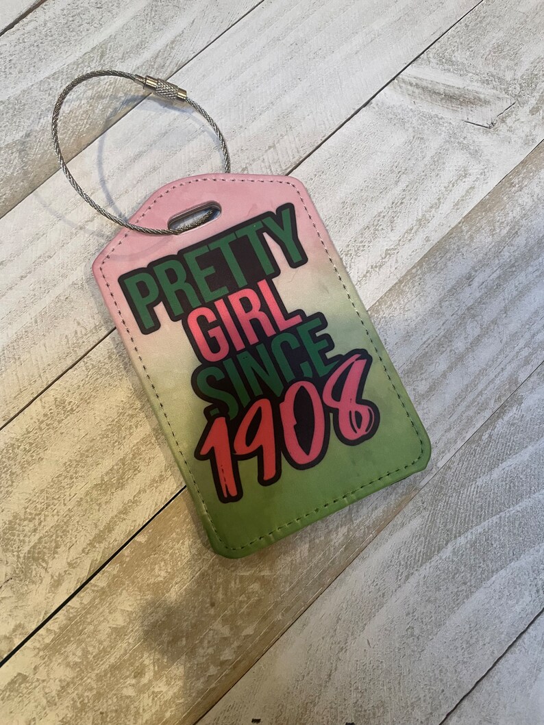 AKA Sorority Inspired Luggage Tag, AKA Luggage Tag, 1908 Luggage Tag - Etsy