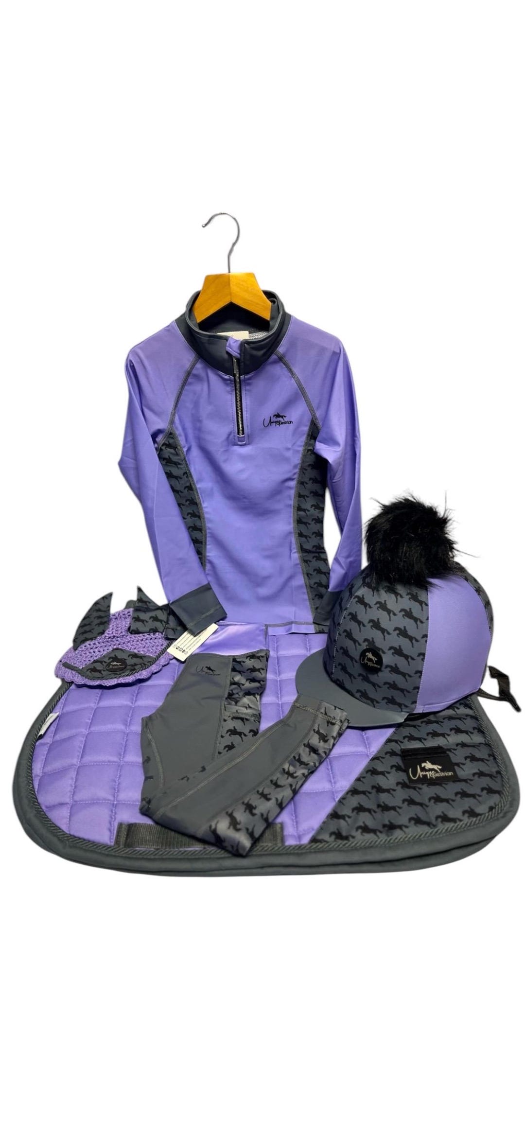 Equestrian Horse Riding Set Lavender/grey With Cute Horse Print Full ...