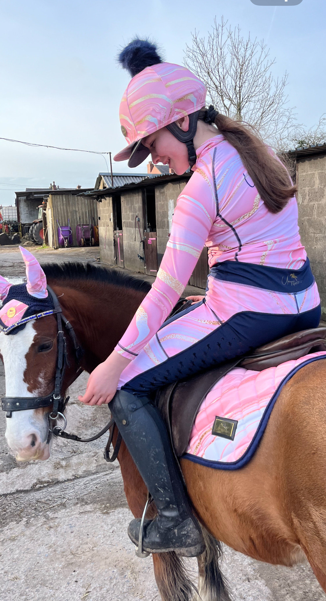 Rose Gold and Navy Marble Matchy Riding Set for Kids Pony Outfit, Base ...