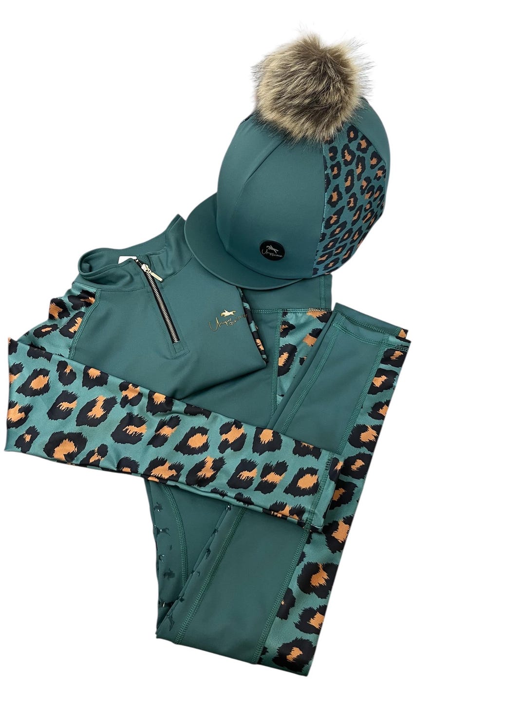 Equestrian Horse Riding Set Dark Green Leopard Print Full Matchy ...