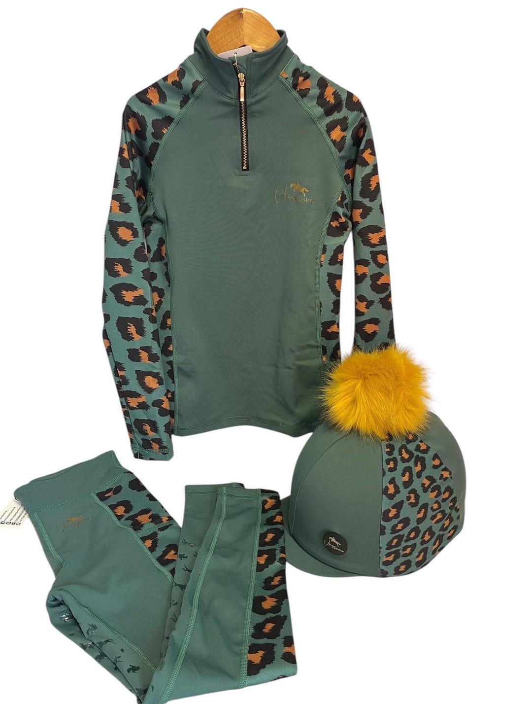 Equestrian Horse Riding Set Dark Green Leopard Print Full Matchy ...