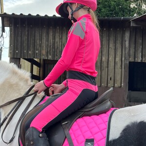 Equestrians Florescent Pink Hi Vis Riding Sets and Separates Kids ...