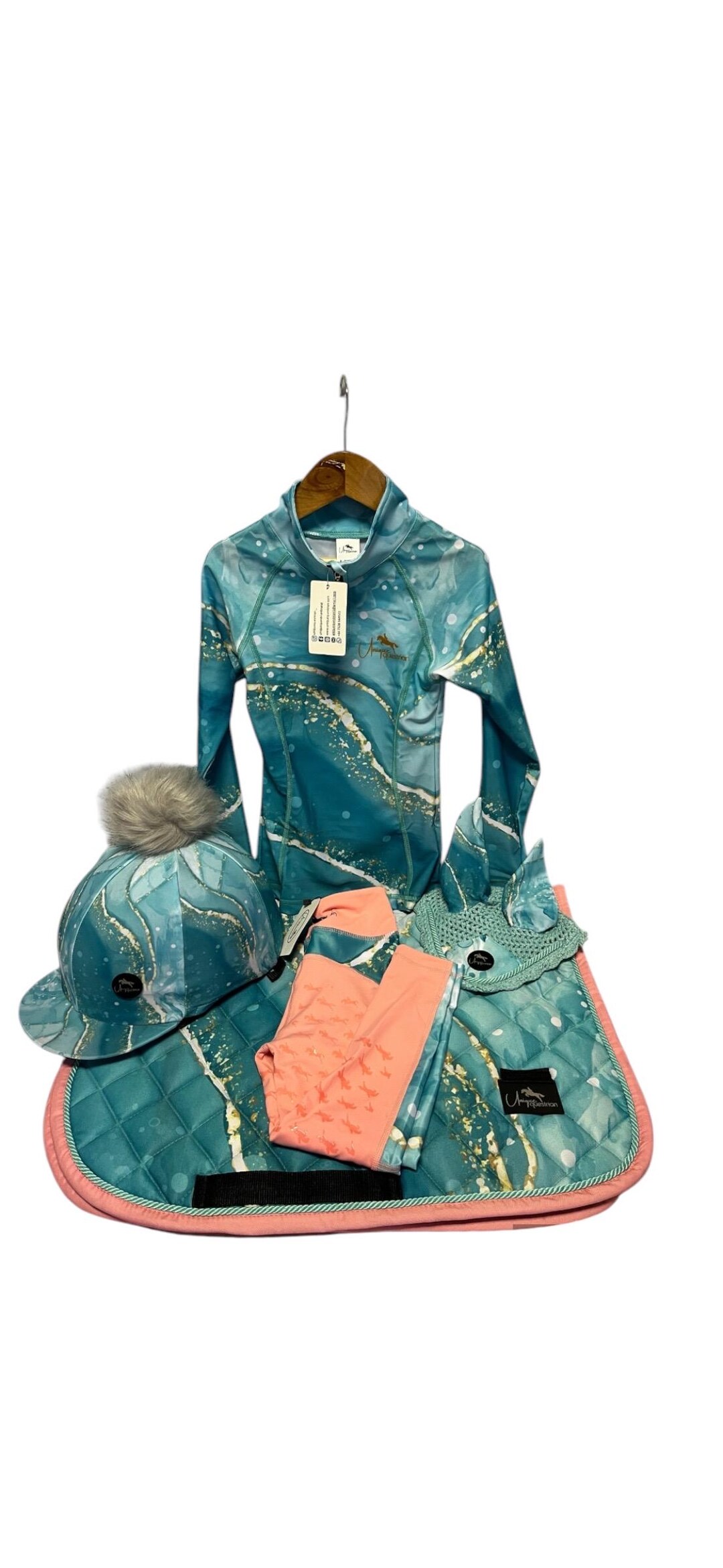 Equestrian Horse Riding Set Mint Marble Print Full Matchy Matchy - Can ...