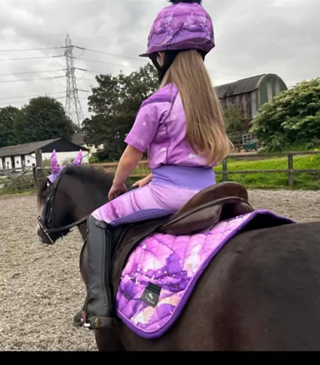 Equestrian Horse Riding Set Lavender Marble Print Matchy Baselayer ...