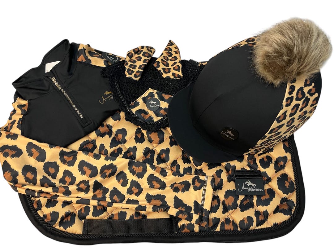 Black Leopard Saddle Pad Set With Baselayer Options Including Saddle ...