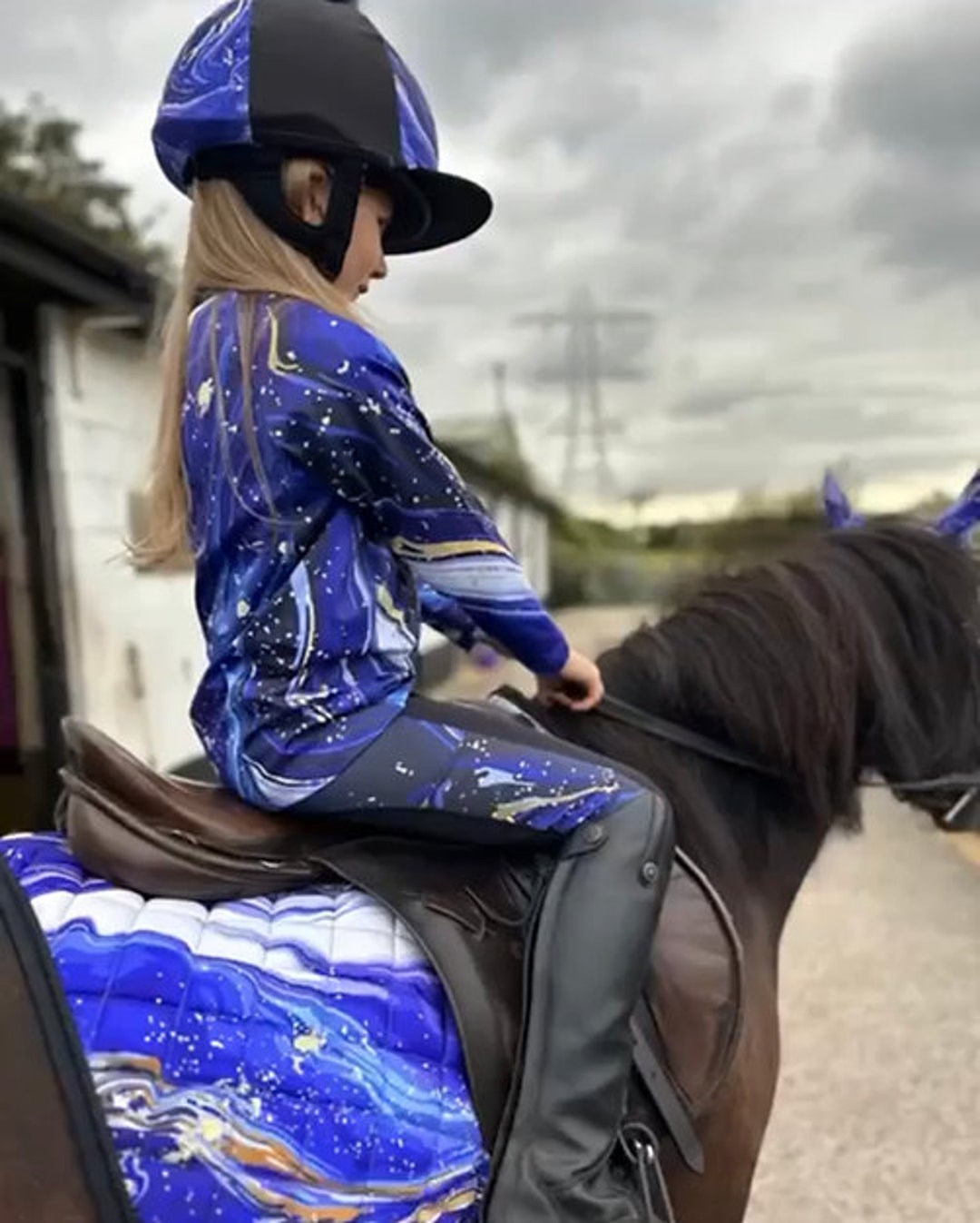 Equestrian Horse Riding Set Royal Blue Marble Print Full Matchy Matchy ...