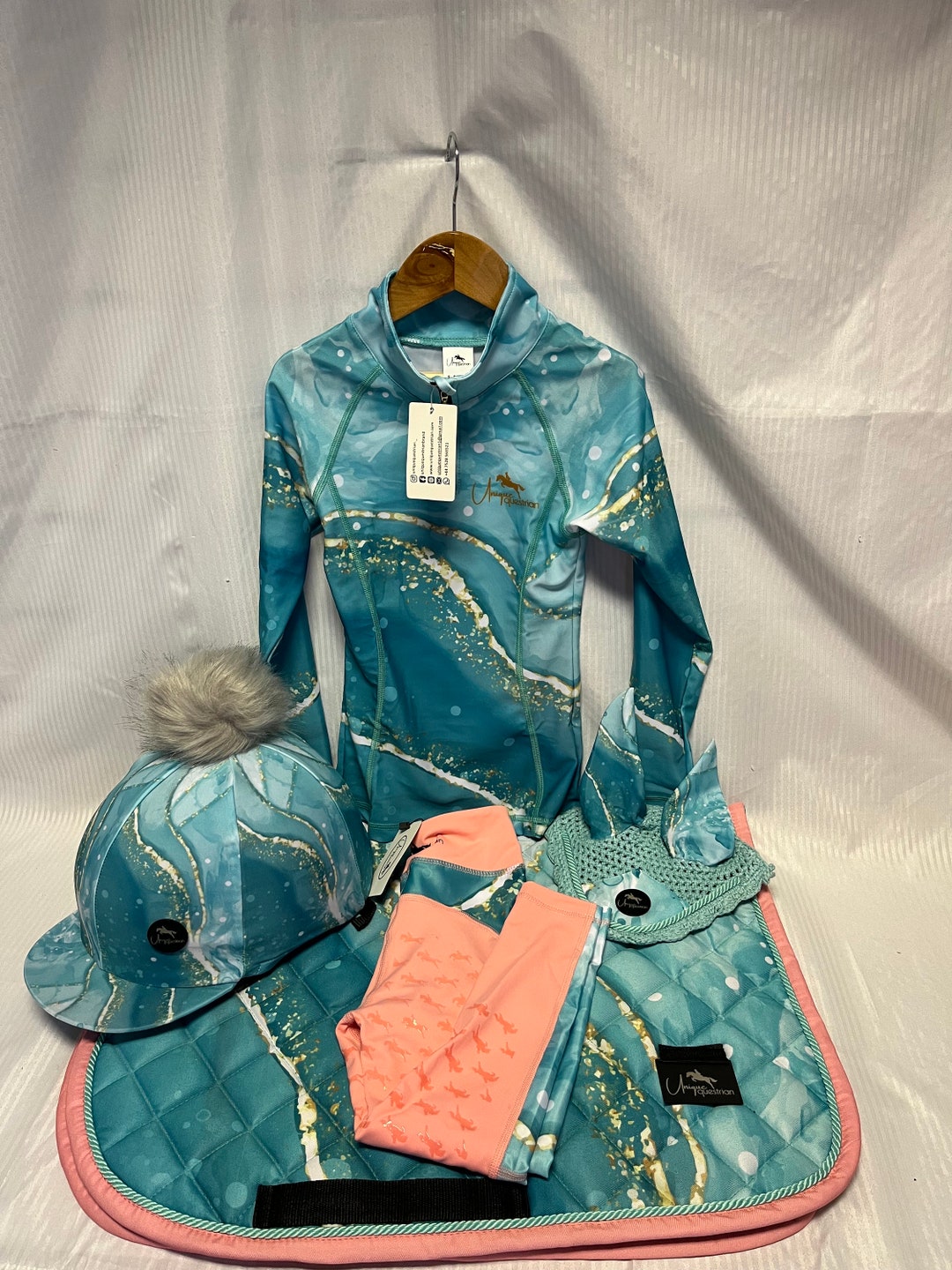 Equestrian Horse Riding Set Mint Marble Print Full Matchy Matchy Can't ...
