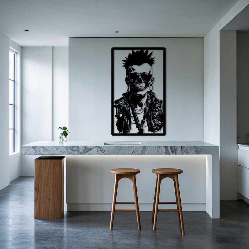 Punk Skull Laser Cut Files Svg Dxf Png High-quality PDF – Wall Art ...