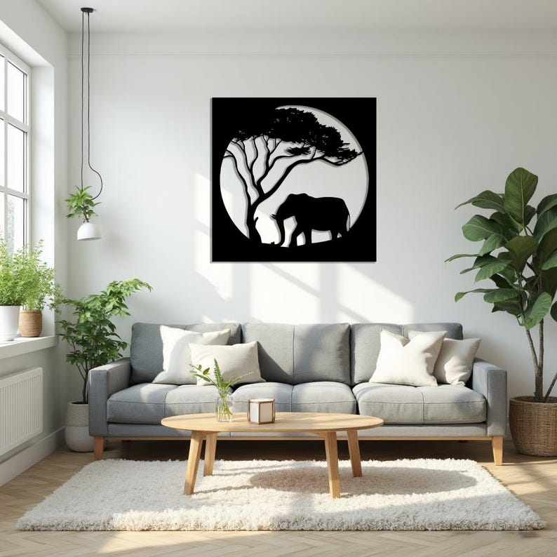 Elephant Under Tree Svg Dxf Png Dwg High-quality PDF – Nature Elephant ...