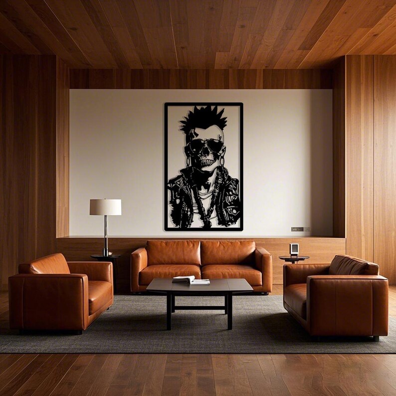 Punk Skull Laser Cut Files Svg Dxf Png High-quality PDF – Wall Art ...