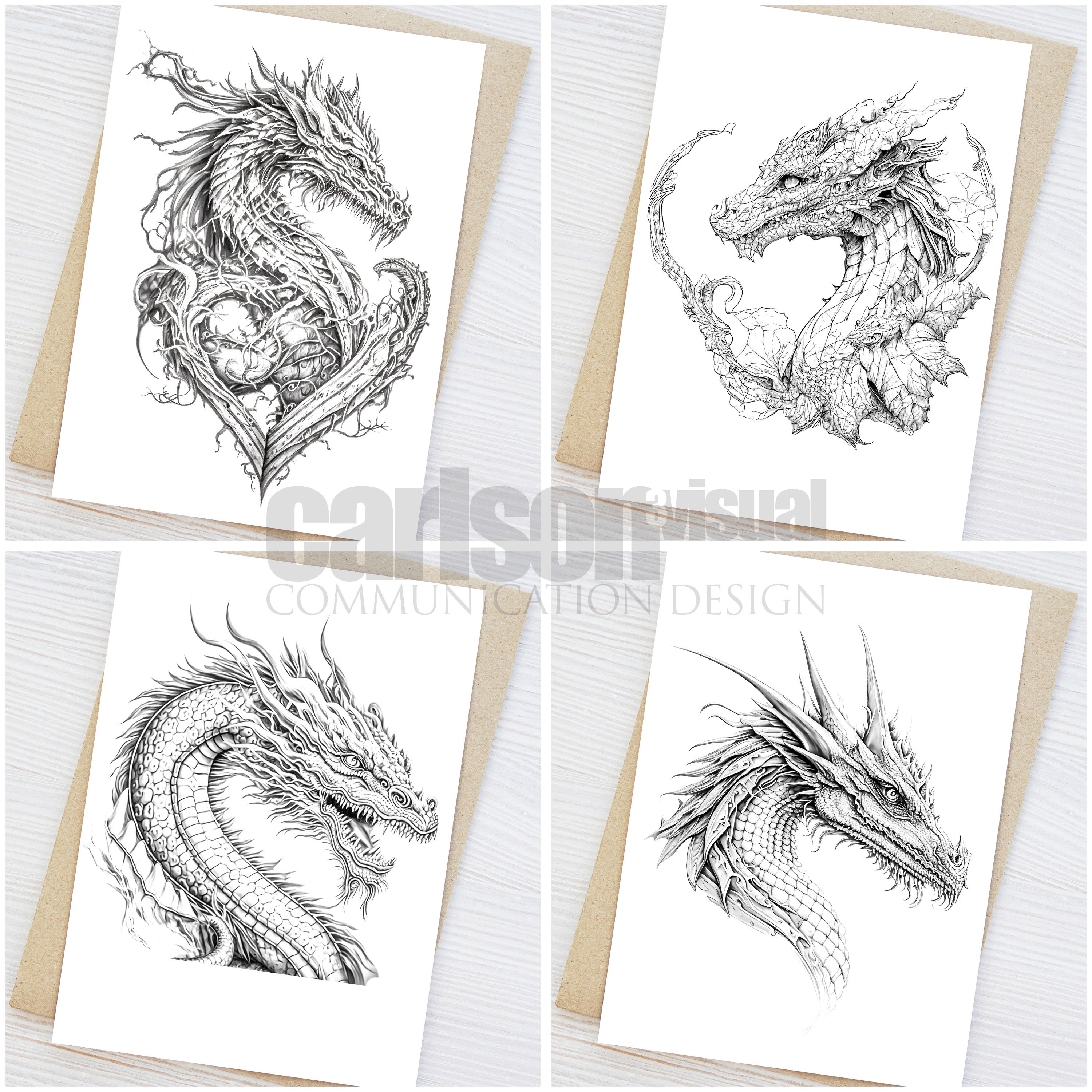 20 Dragon Coloring Pages - Adults & Kids Coloring Pages, Instant ...