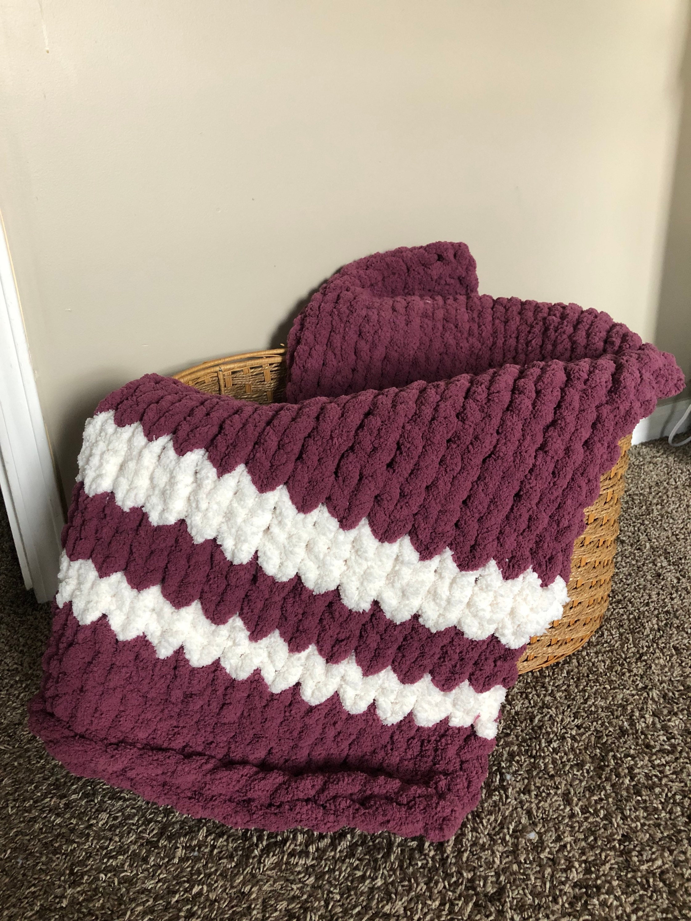 Pop of Color Chunky Knit Blanket - Etsy