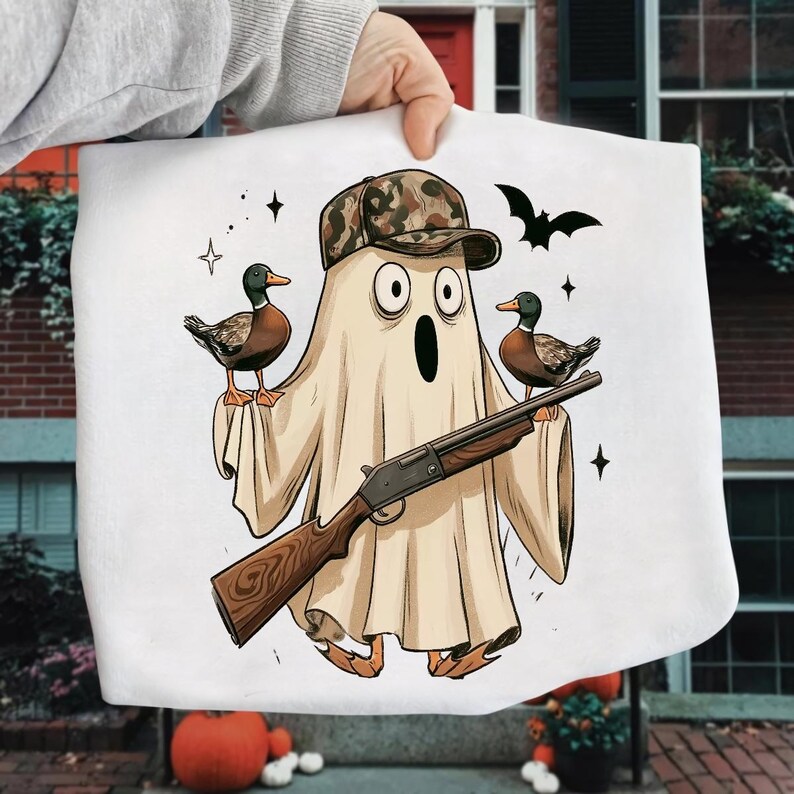 Funny Duck Hunting Ghost PNG, Spooky Hunter Halloween Clipart, Camo ...