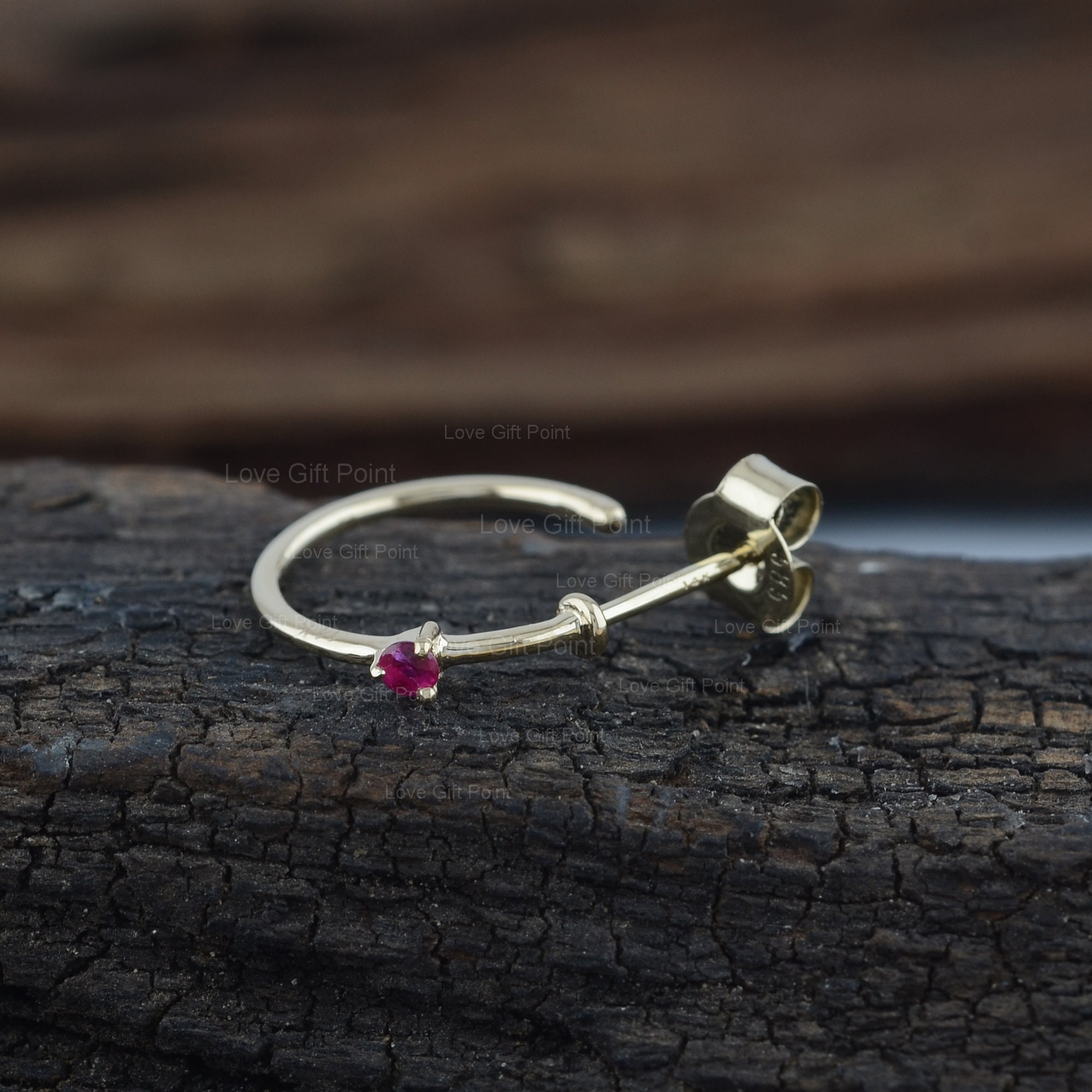 Curved Earlobe Push Back Huggie Hoop Stud Earrings With Pink - Etsy