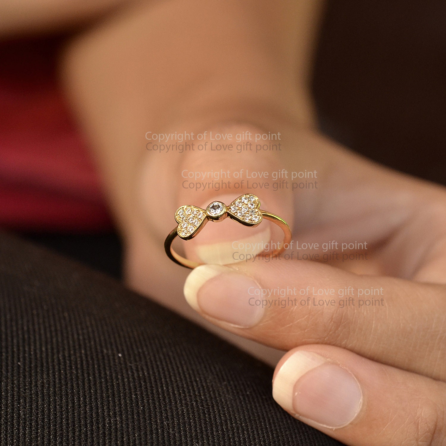 Genuine Diamond Heart Ring in 14k Solid Yellow Gold Engagement | Etsy