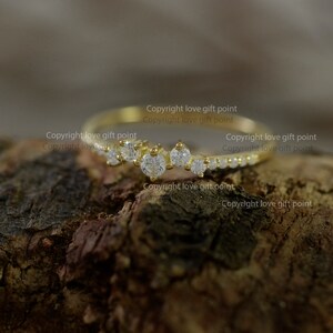 Genuine Diamond Ring / 14k Gold Diamond Cluster Ring / 14k | Etsy