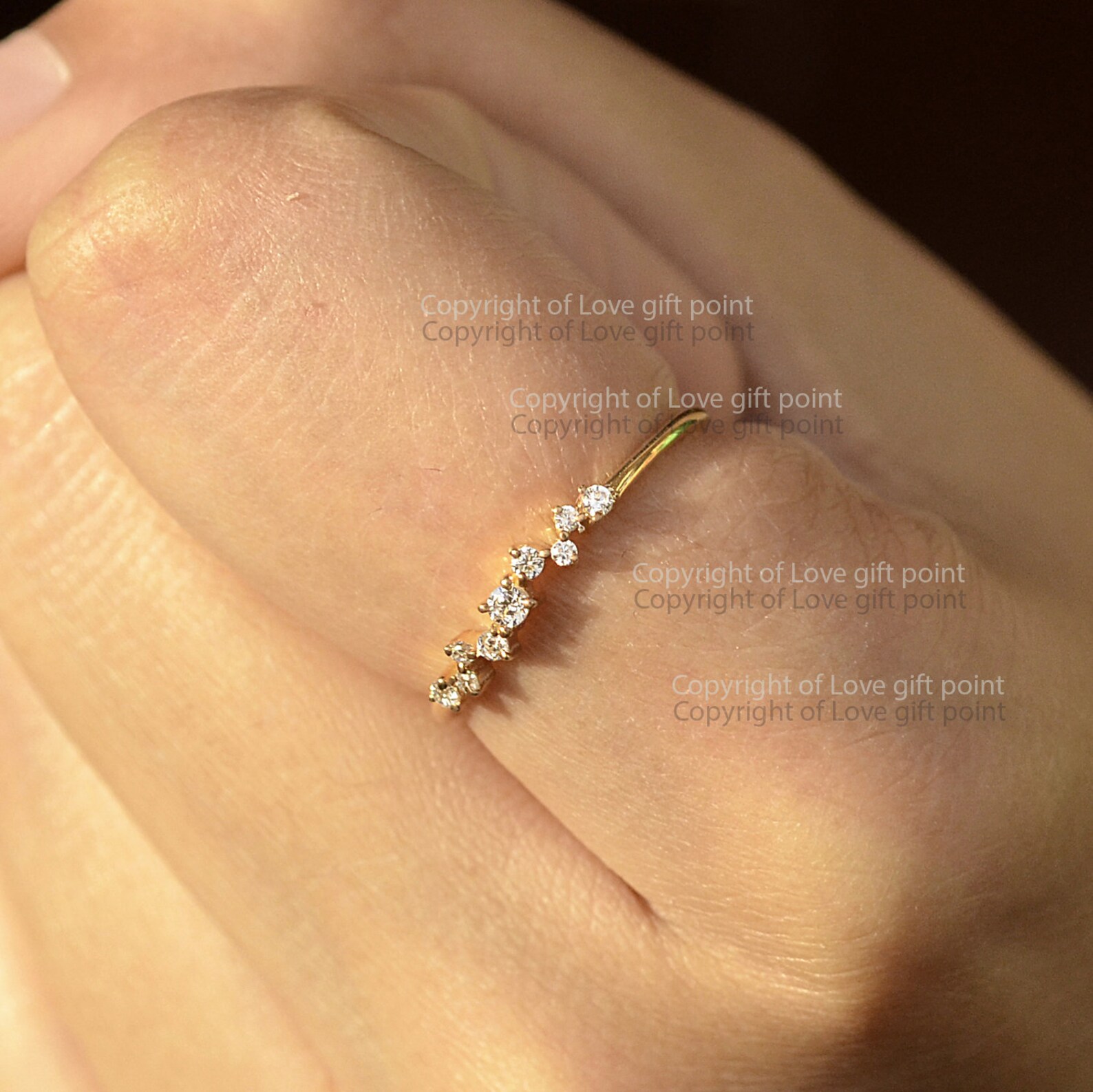 Natural Si Clarity G H Color Cluster Diamond Engagement Ring | Etsy