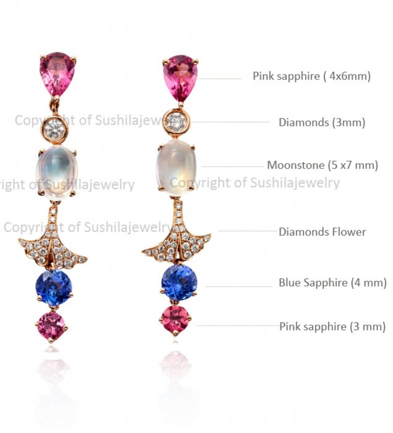 Genuine Multi Stones Gemstone & SI Clarity G-H Color Pave - Etsy