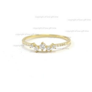 Genuine Diamond Ring / 14k Gold Diamond Cluster Ring / 14k Solid Gold ...