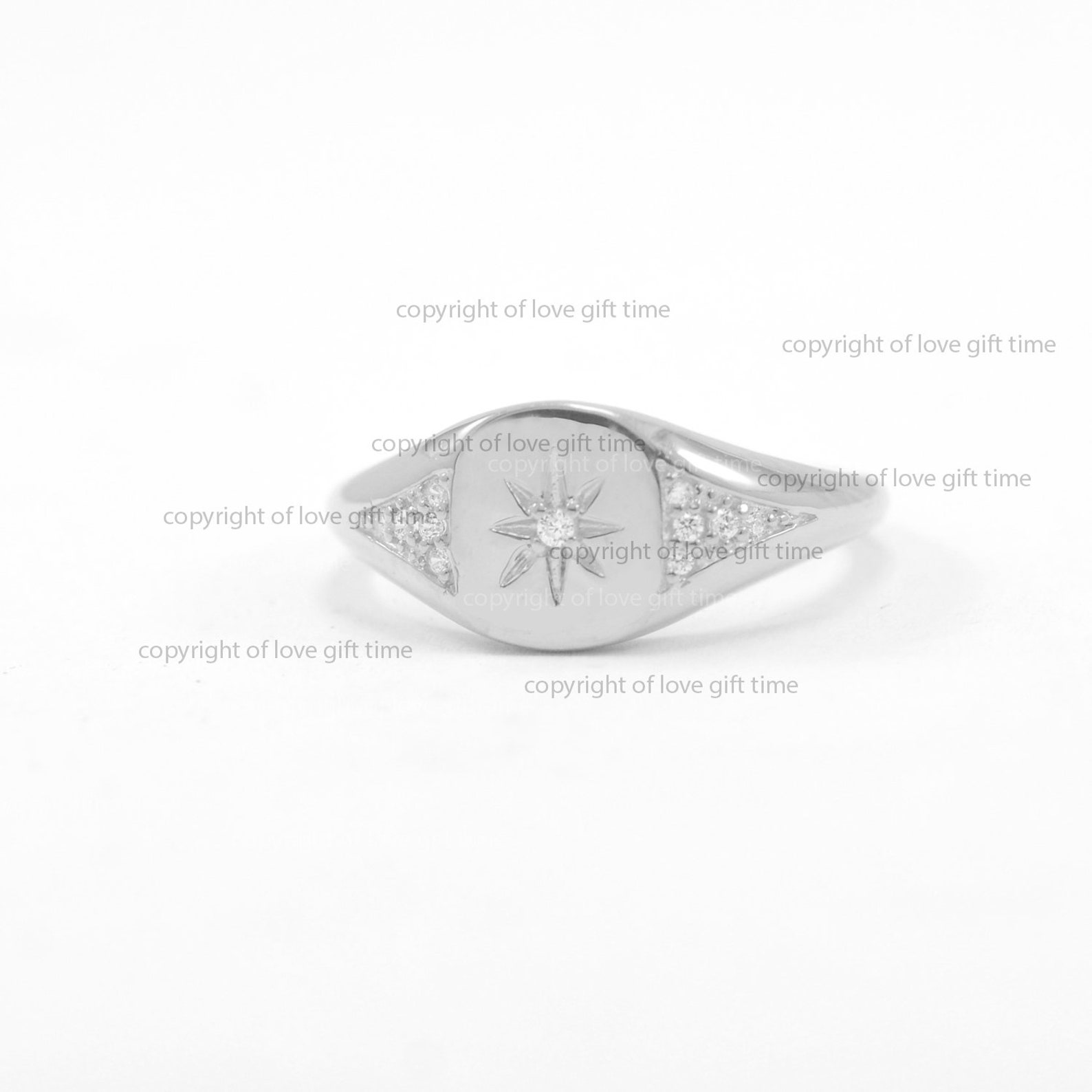 Diamond Star Signet Ring: 14k Yellow Gold Minimalist Jewelry - Etsy