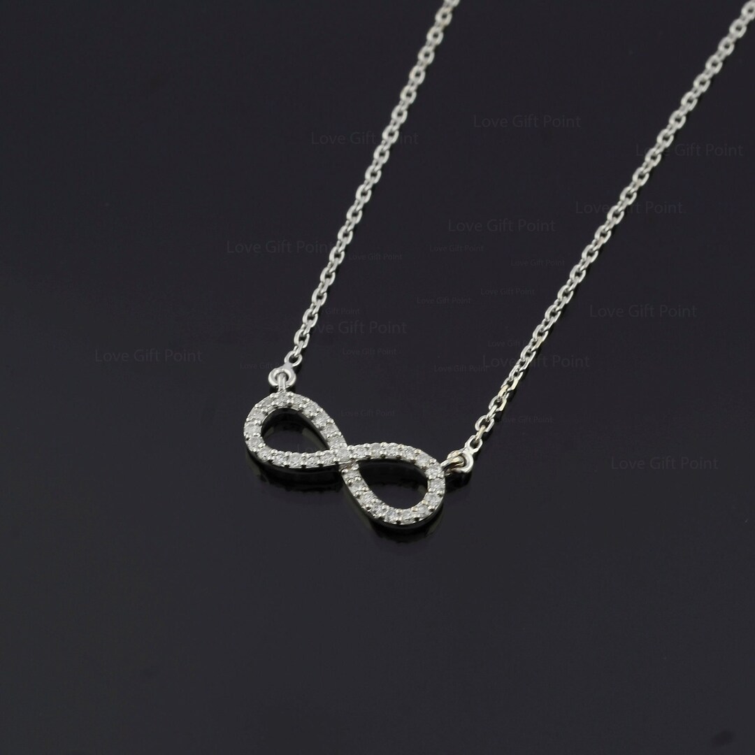 Infinity Symbol Charm Necklace/ 14K Gold Diamond Necklace/ Diamond ...